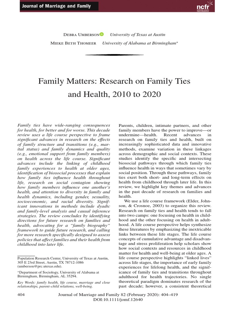 Family Matters 2010 To 2022 | PDF