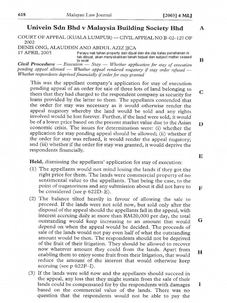 UNIVEIN SDN BHD V MALAYSIA BUILDING SOCIETY BHD PDF | PDF