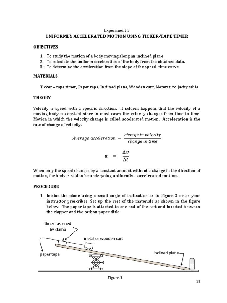 Uniformly Accelerated Motion Experiment No. 3 | PDF
