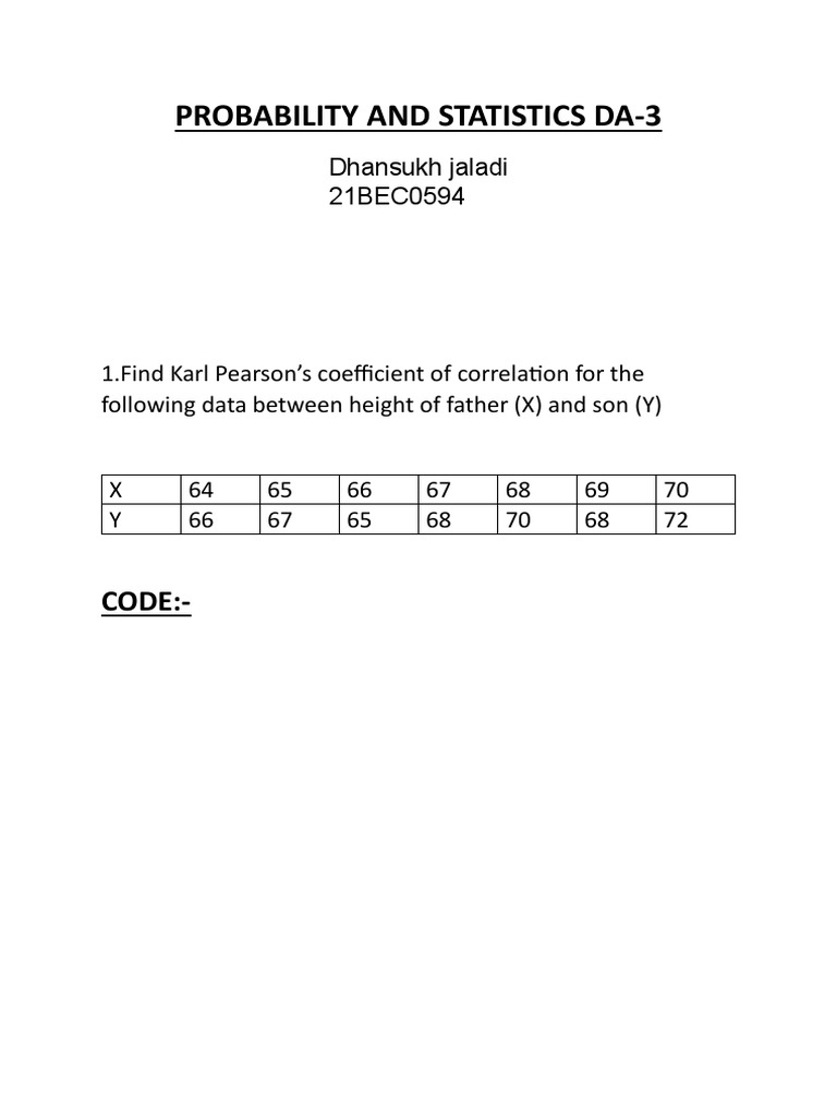 Probability and Statistics Da3 PDF | PDF