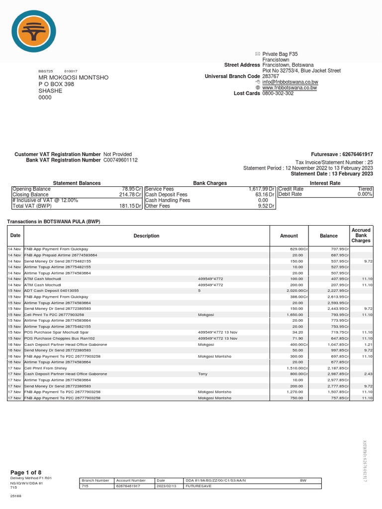 FNB Statement New PDF | PDF