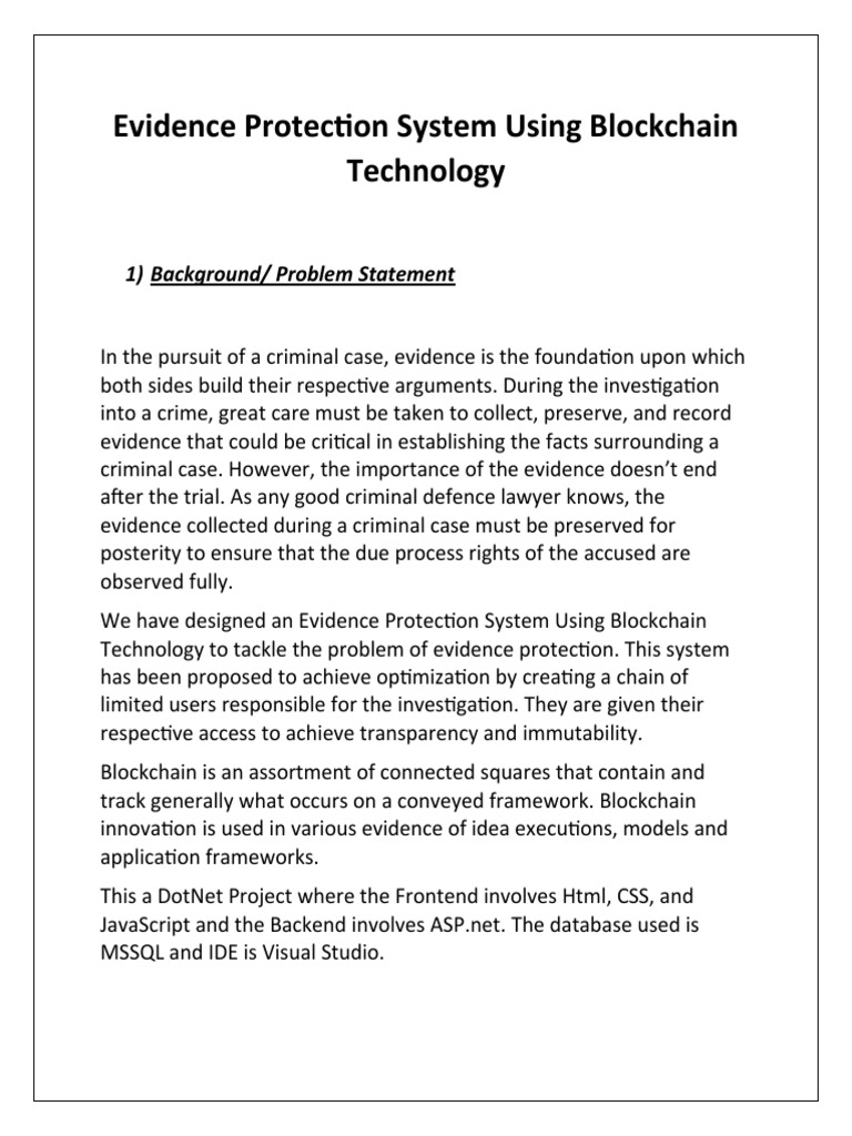 Evidence Protection System Using Blockchain Technology: 1) Background ...