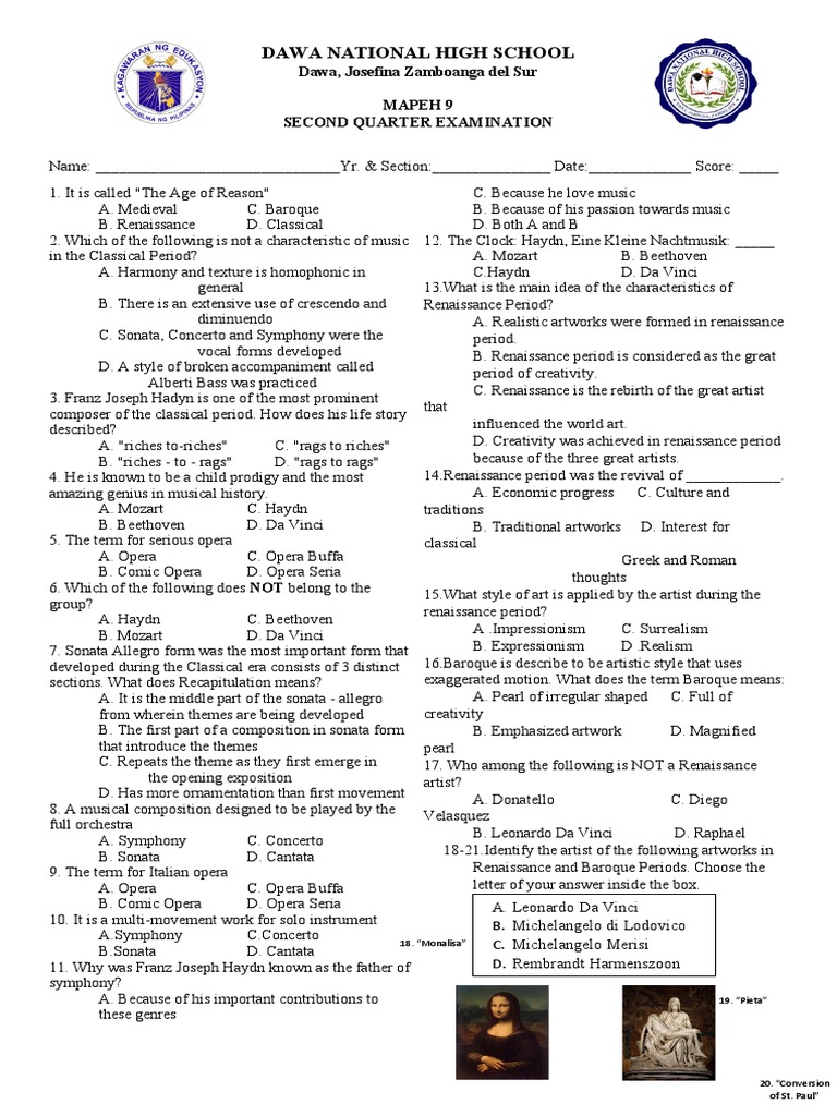 Mapeh 9 Q2 Exam | PDF