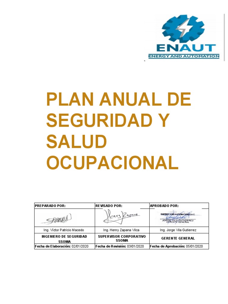 Plan y Programa Anual de SSO de La Contratista | PDF