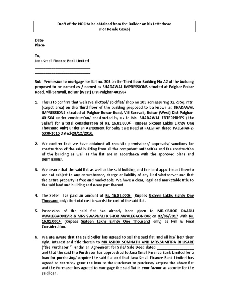 JSFB - HL - NOC Builder - Resale Case | PDF