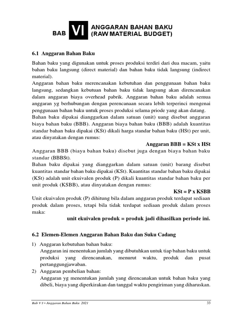 BAB VI - Anggaran Bahan Baku 2021.pdf | PDF