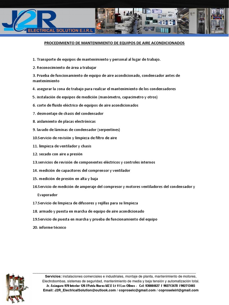 Procedimiento de Mtto de Aire Acondicionado | PDF