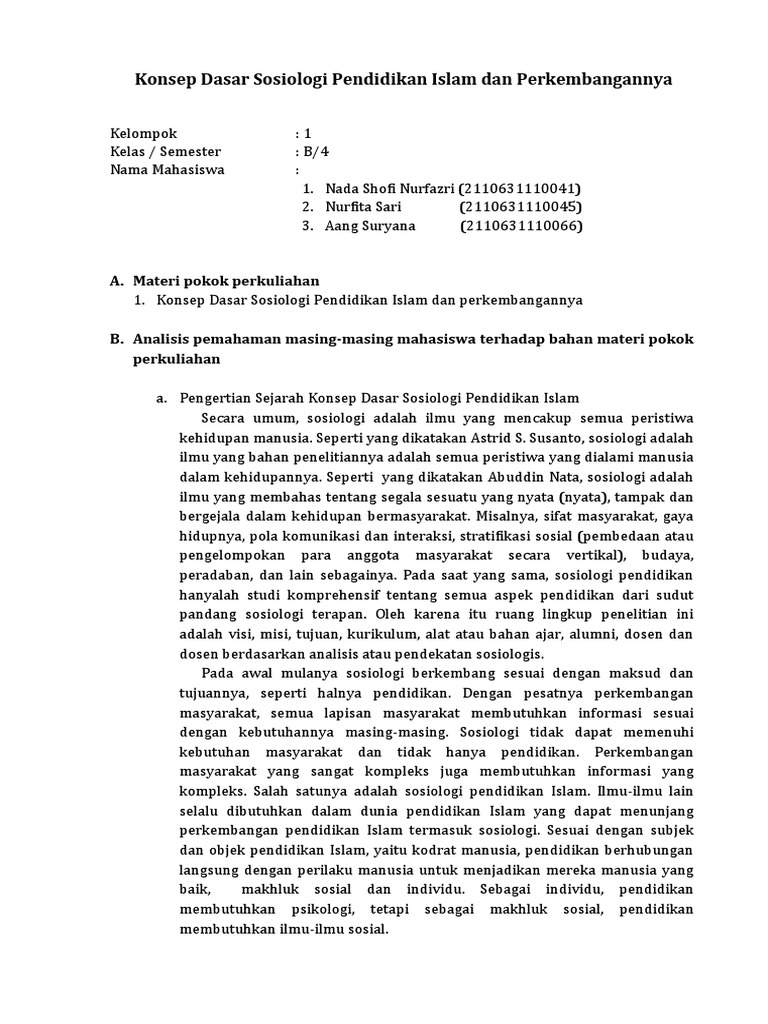 Sosiologi Pendidikan Islam | PDF