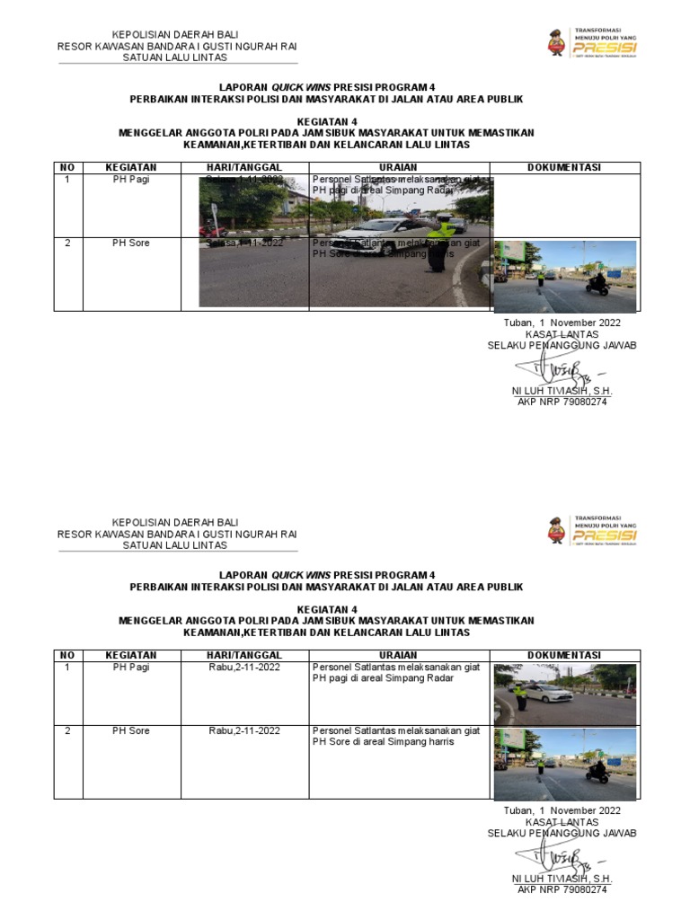 Laporan Qwick Wins Presisi Prog 4 | PDF
