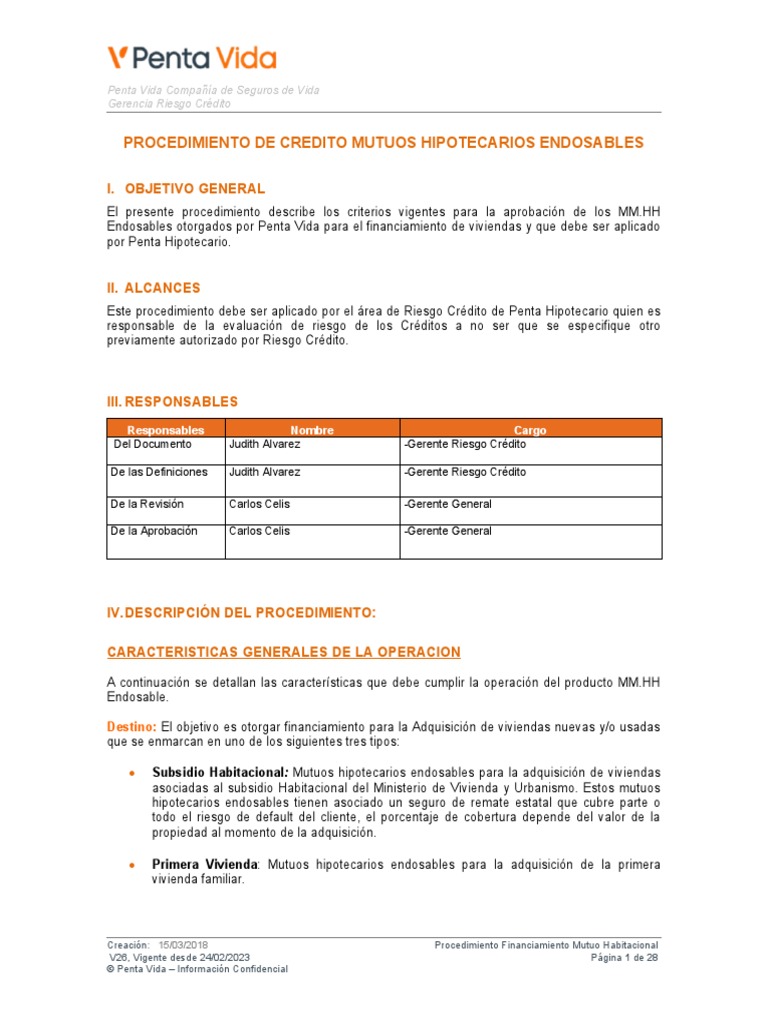 Procedimiento MMHH Endosable | PDF | Préstamo hipotecario | Seguro