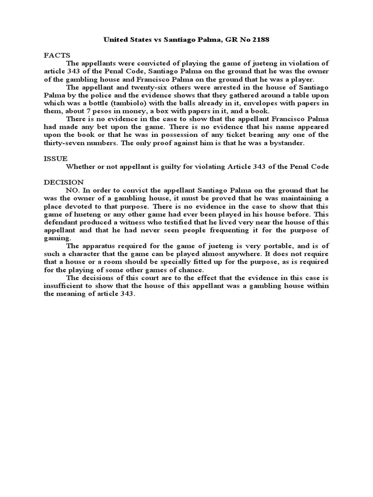 Legal Analysis: Jueteng Case Verdict | PDF | Mystery, Thriller & Crime ...