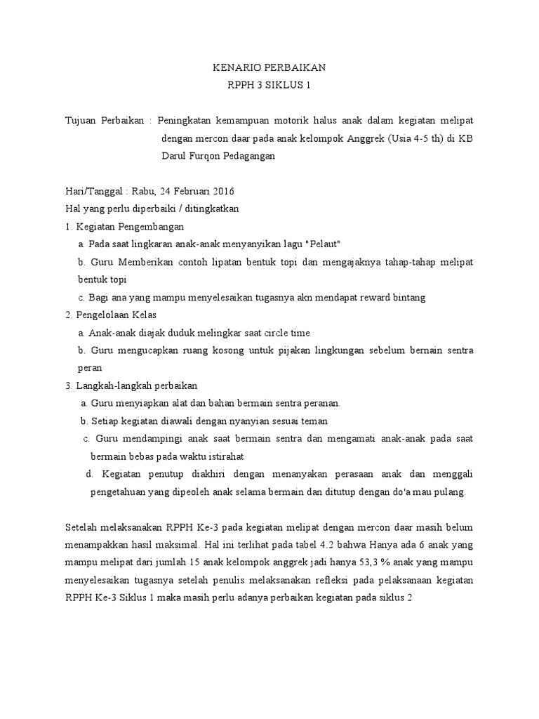 RPPH Permainan Kreatif Anak Usia Dini | PDF