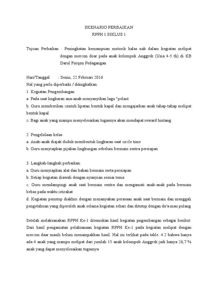 RPPH 1 Siklus 1 | PDF