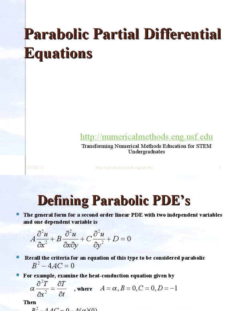 Mws Gen Pde PPT Parabolic | PDF