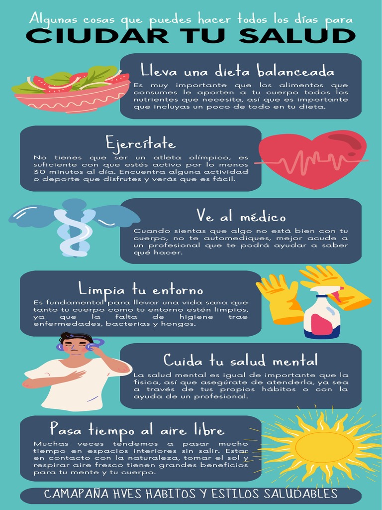 Infografía de Lista Cosas Que Puedes Hacer para Cuidar de Tu Salud | PDF