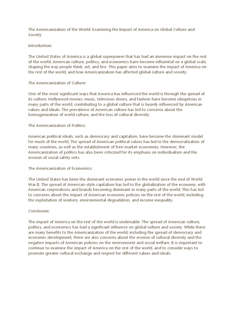 The Americanization of The World | PDF