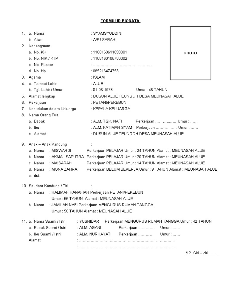 FORMULIR BIODATA SKCK ABU.docx | PDF