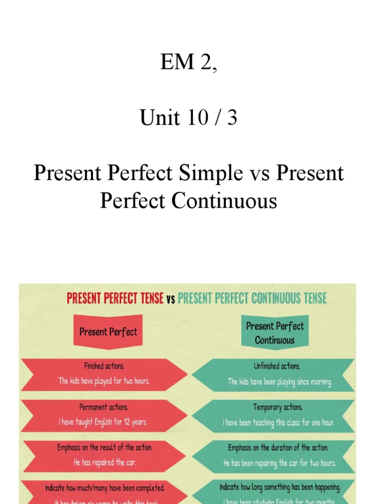 FCE, Unit 1.3, Pres. Perf. Vs Pres. Cont. | PDF | Language Arts ...