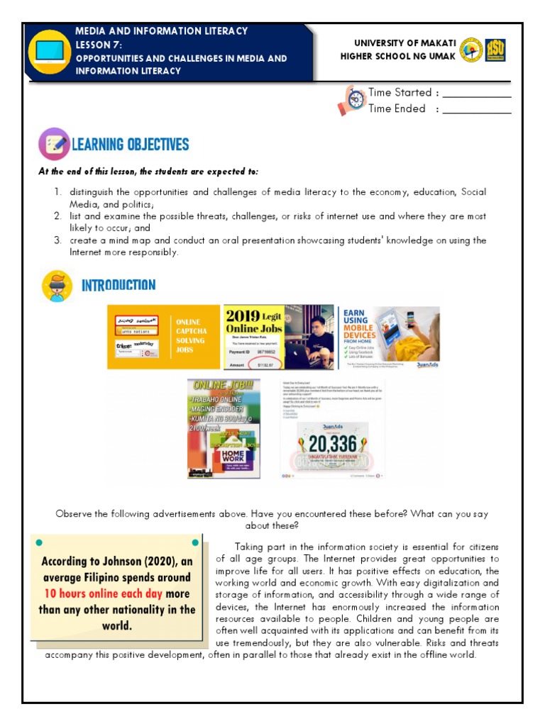 MIL Lesson 7 - Opportunities and Challenges in MIL PDF | PDF | Social ...