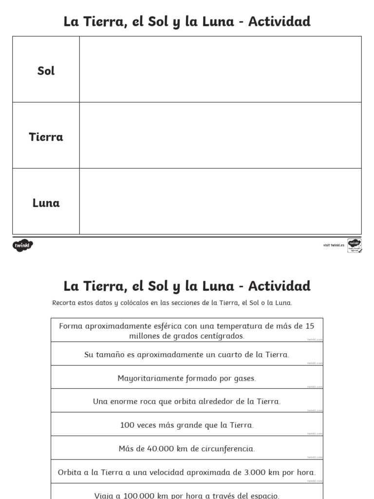 Es t2 S 215 La Tierra El Sol y La Luna Ficha de Actividad - Ver - 1 PDF ...