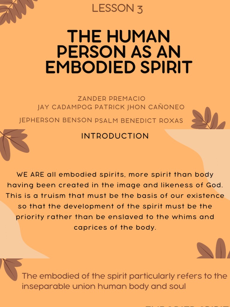 The Human Person as an Embodied Spirit: A Philosophical Exploration of ...
