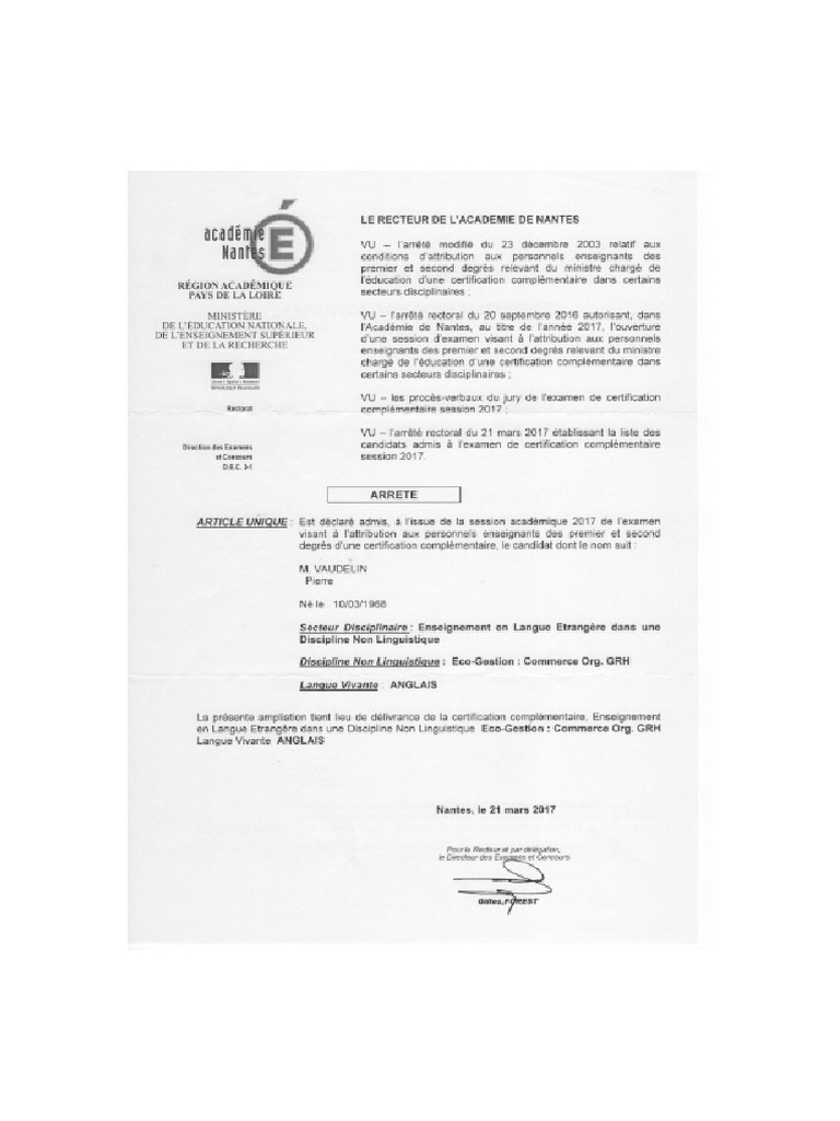 Attestation Anglais PDF | PDF