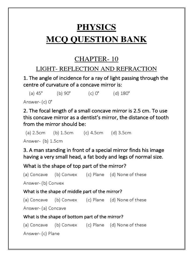 Physics MCQ Question Bank PDF | PDF Physics MCQ Question Bank PDF | PDF