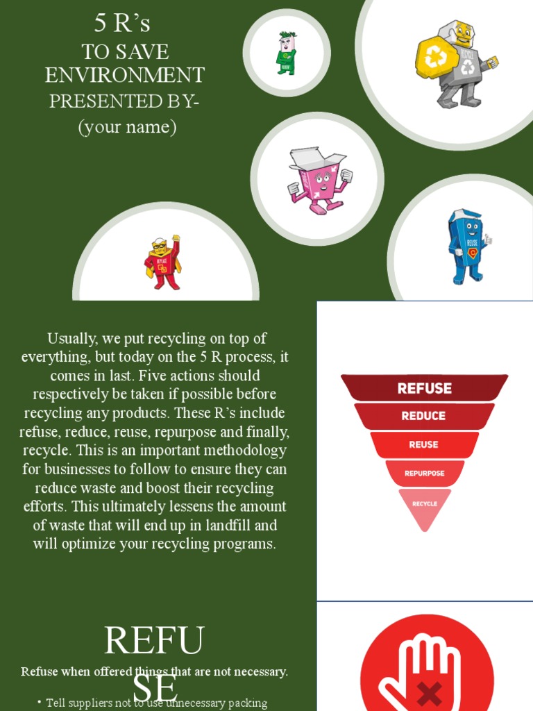 Understanding the 5 R's for Waste Management | PDF | Cooking, Food ...