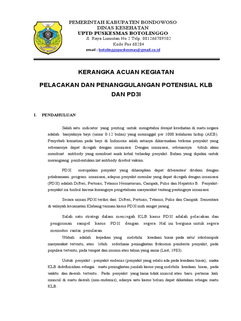 KAK pelacakan KLB DAN PD3i(1).docx | PDF
