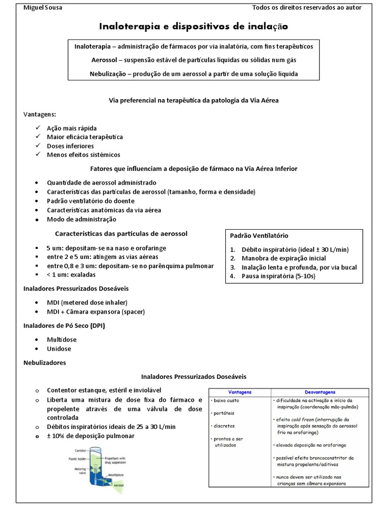 Inaloterapia e Dispositivos de Inalação | PDF