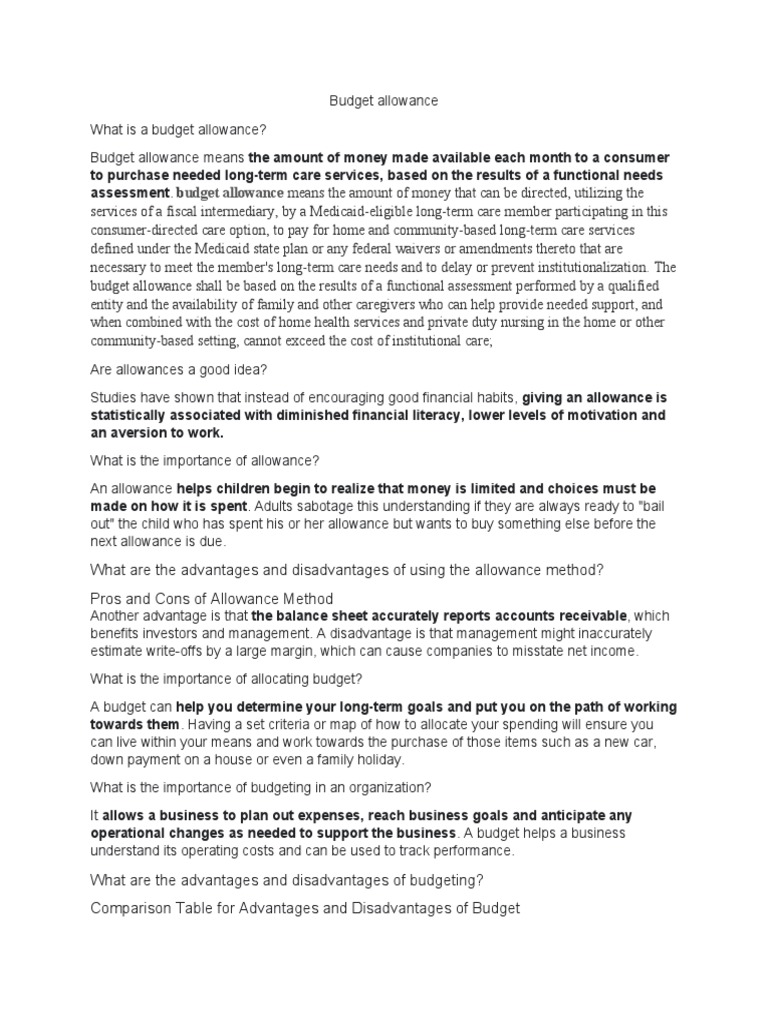 What Is A Budget Allowance | PDF