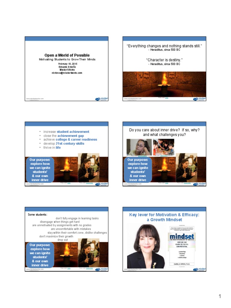Mindset Works Keynote Handout | PDF | Self-Improvement