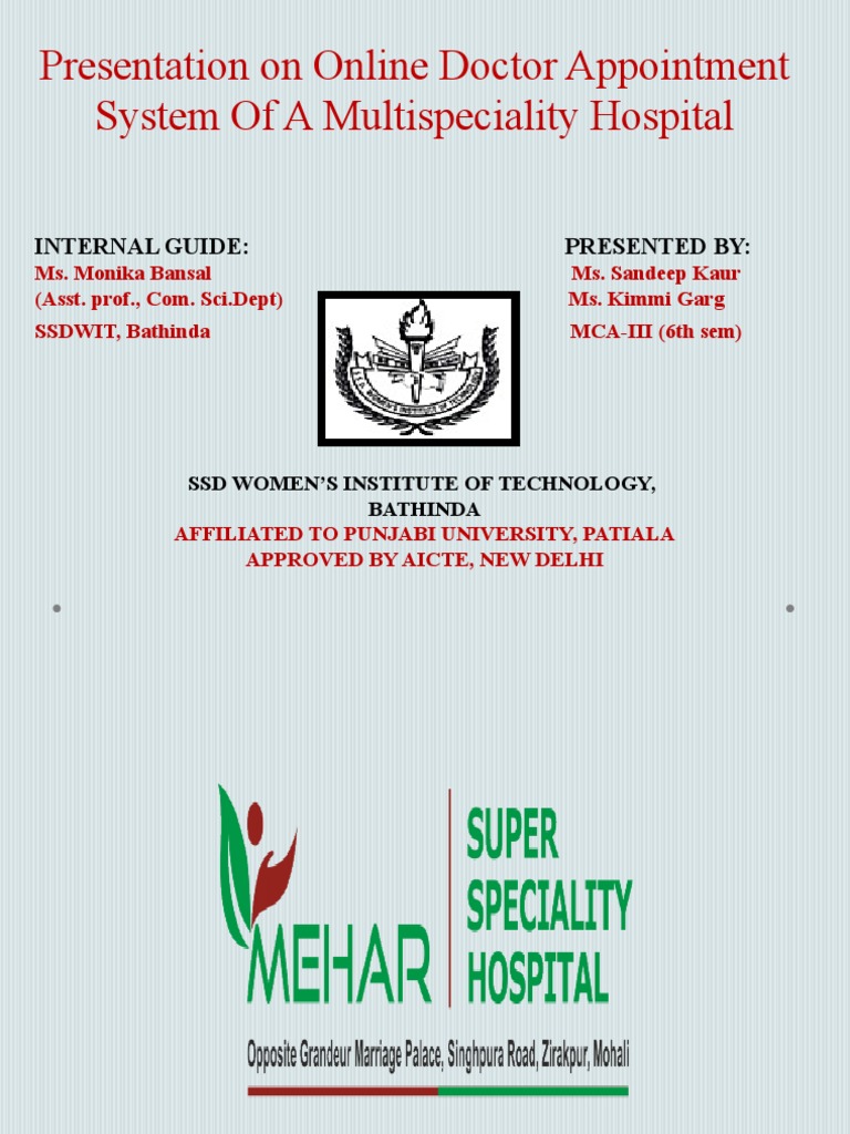 Presentation On Online Doctor Appointment System of A Multispeciality ...