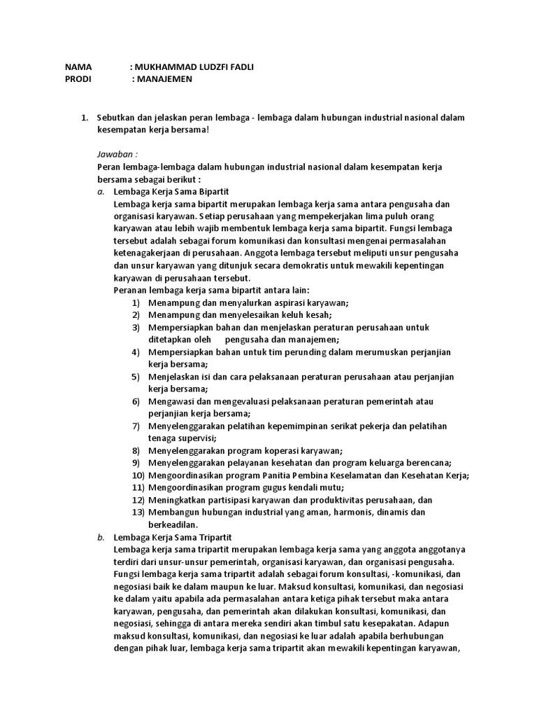 Tugas 2 Hubungan Industrial | PDF