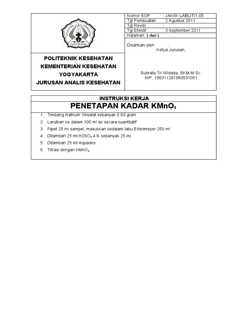 Penetapan Normalitas KMnO4 | PDF