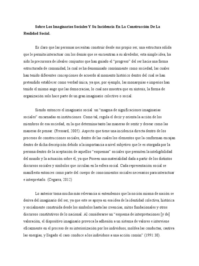 Ensayo Sobre Los Imaginarios Sociales | PDF | Estado (política) | Nación