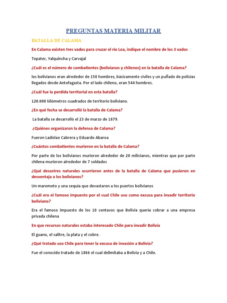 Preguntas Materia Militar | PDF