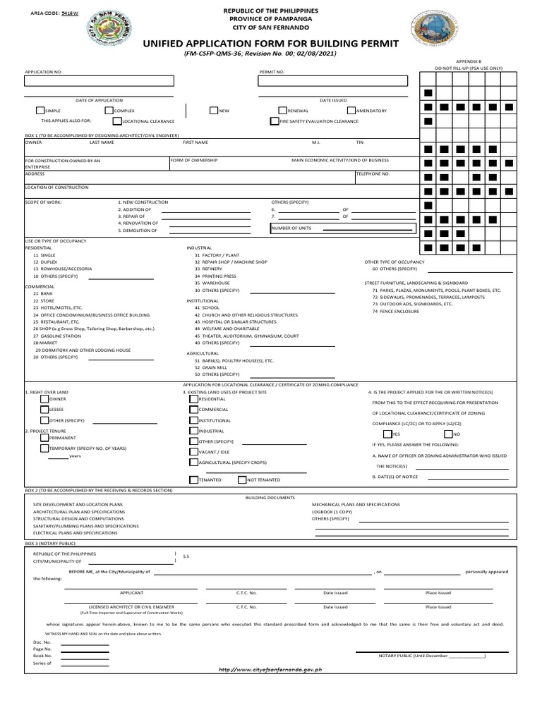 Unified Building Permit Application Form | PDF
