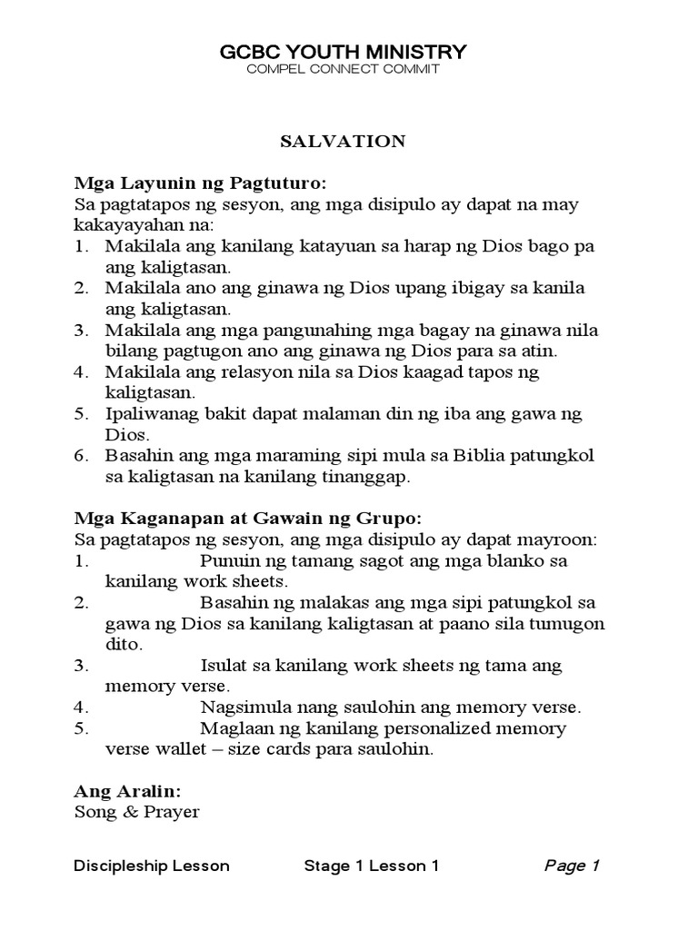 Discipleship Lesson Stage 1 Lesson 1 | PDF