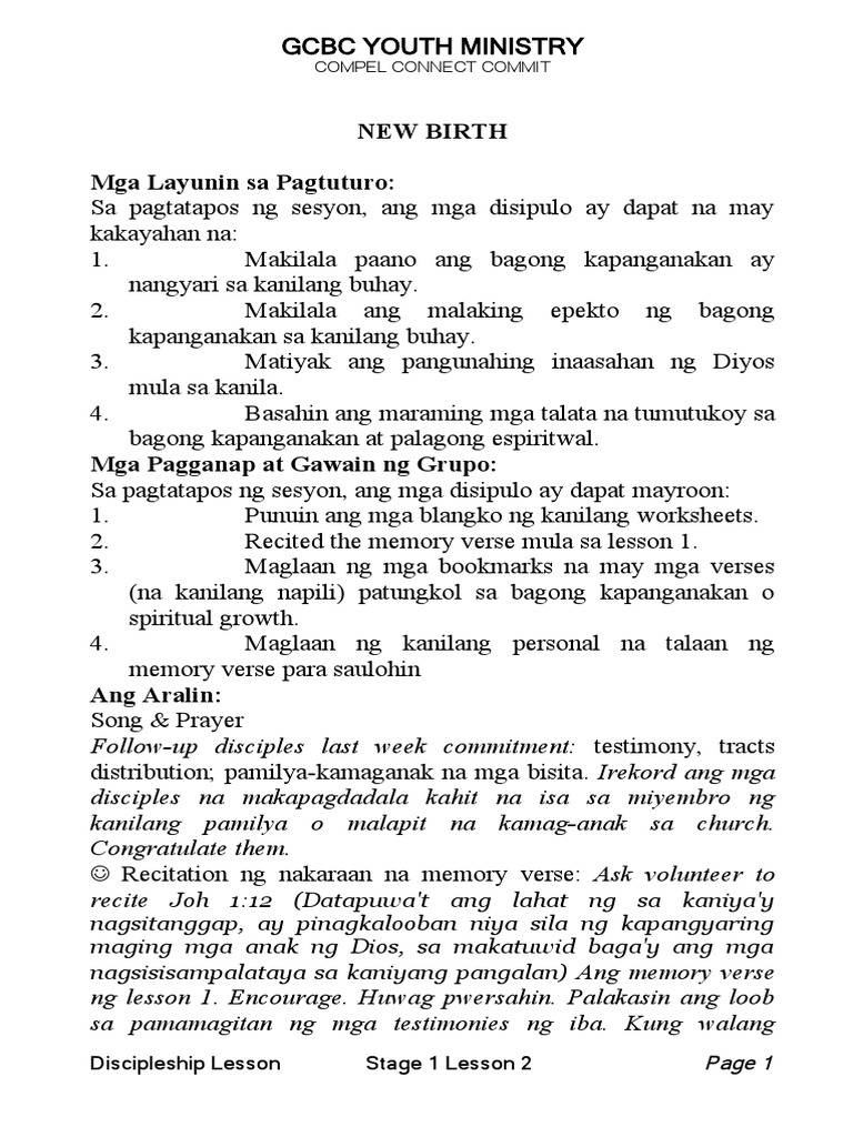 Discipleship Lesson Stage 1 Lesson 2 bookfold | PDF