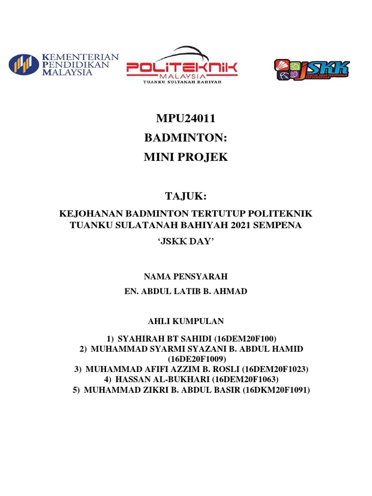 Mini Projek Badminton PDF | PDF