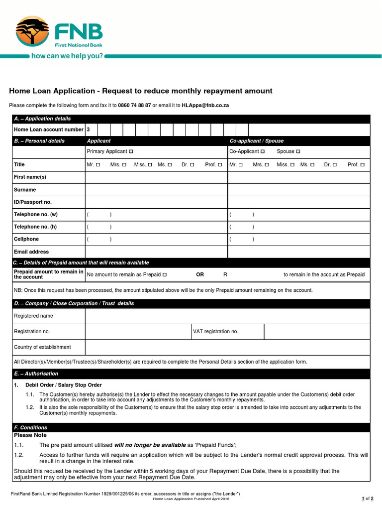 Application Form - Reduce Monthly Repayment Amount PDF | PDF | Debt | Loans