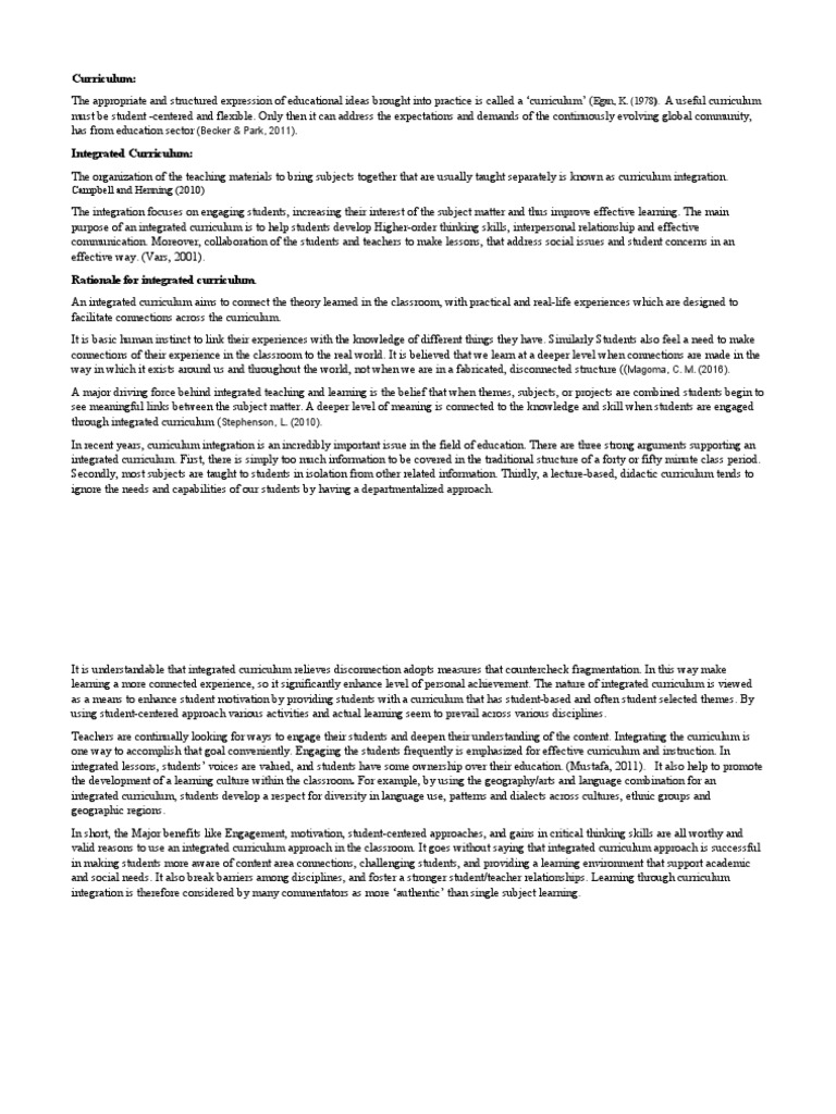Integrated Curriculum for Early Education | PDF | Science & Mathematics
