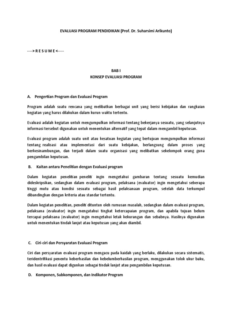 Evaluasi Program Pendidikan Arikunto | PDF