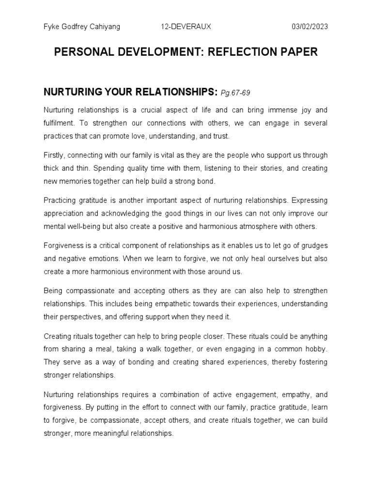 Perdev Reflection Paper | PDF | Career & Growth | Lifestyle