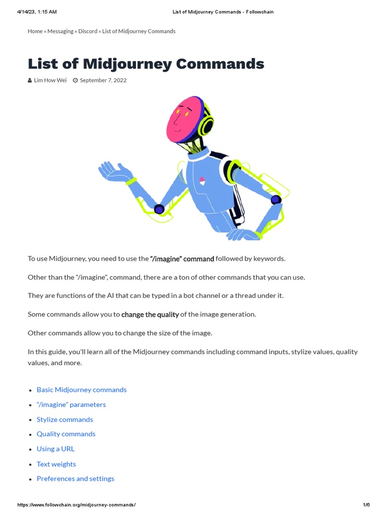 Midjourney Commands Guide | PDF