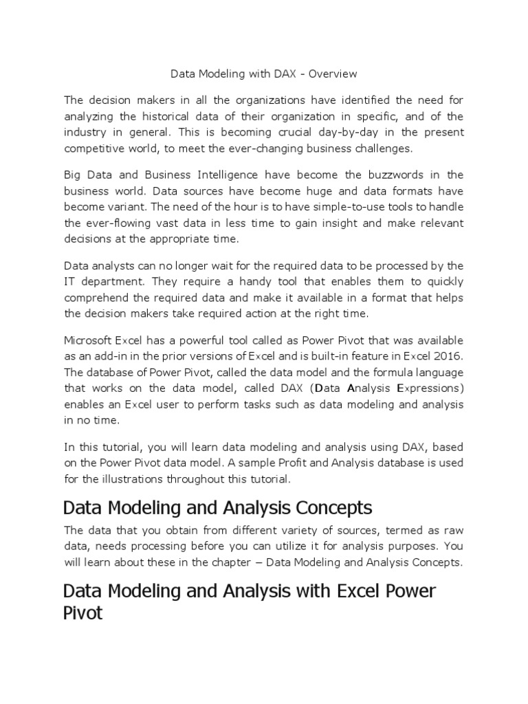 Data Modeling and Analysis with DAX | PDF