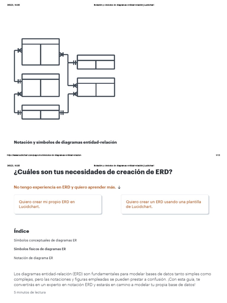 Notación y Símbolos de Diagramas Entidad-Relación - Lucidchart PDF | PDF