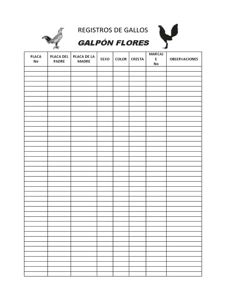 REGISTRO GALLOS.docx | PDF