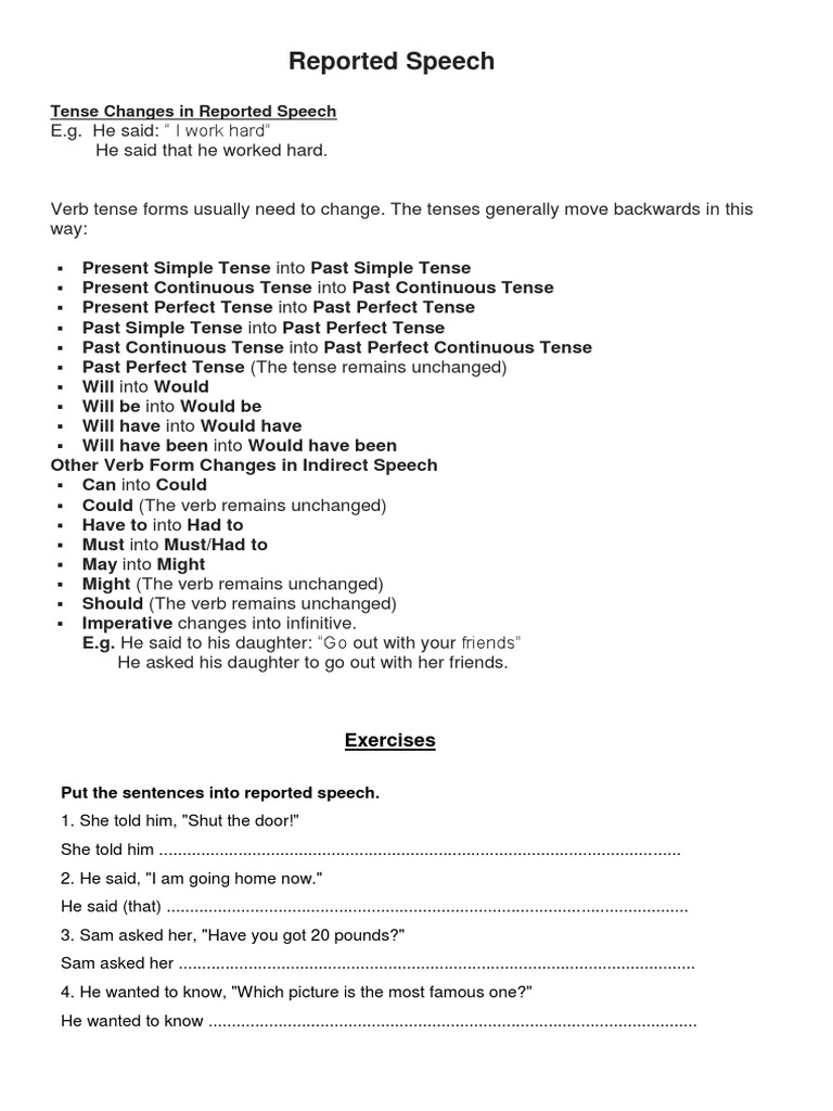 Reported Speech PDF | PDF